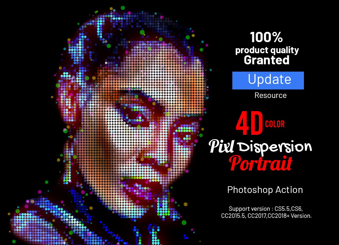 4D Color Pixel Portrait Action, an Action Add-On by MRI STUDIO