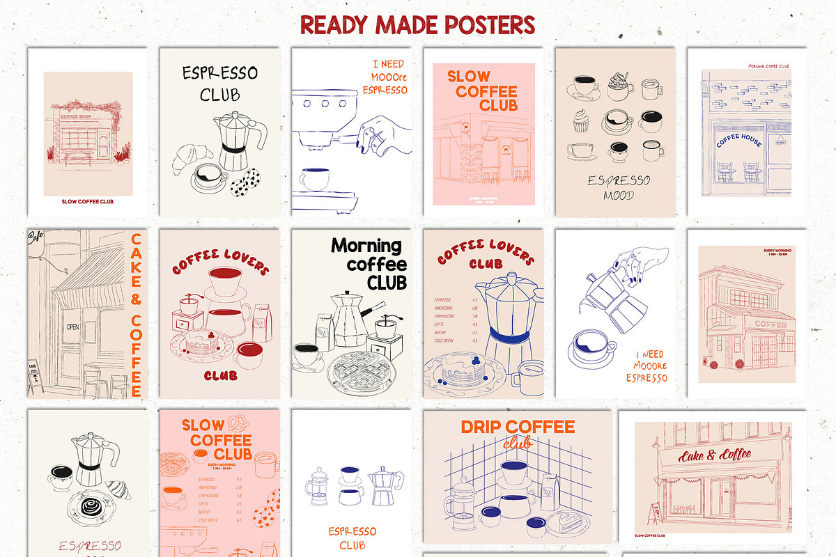 Slow Coffee Club poster and clipart