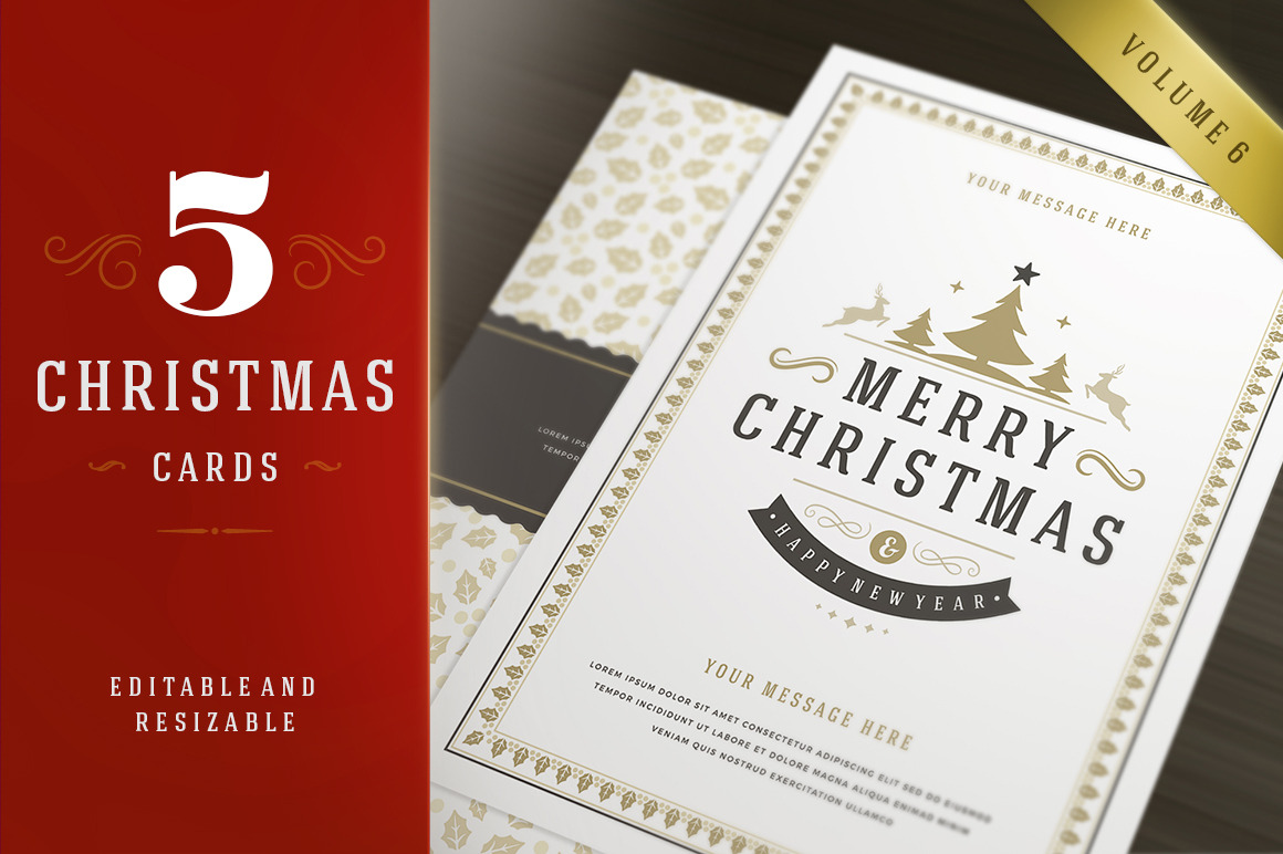 Christmas Greeting cards, a Card Template by Vasya Kobelev