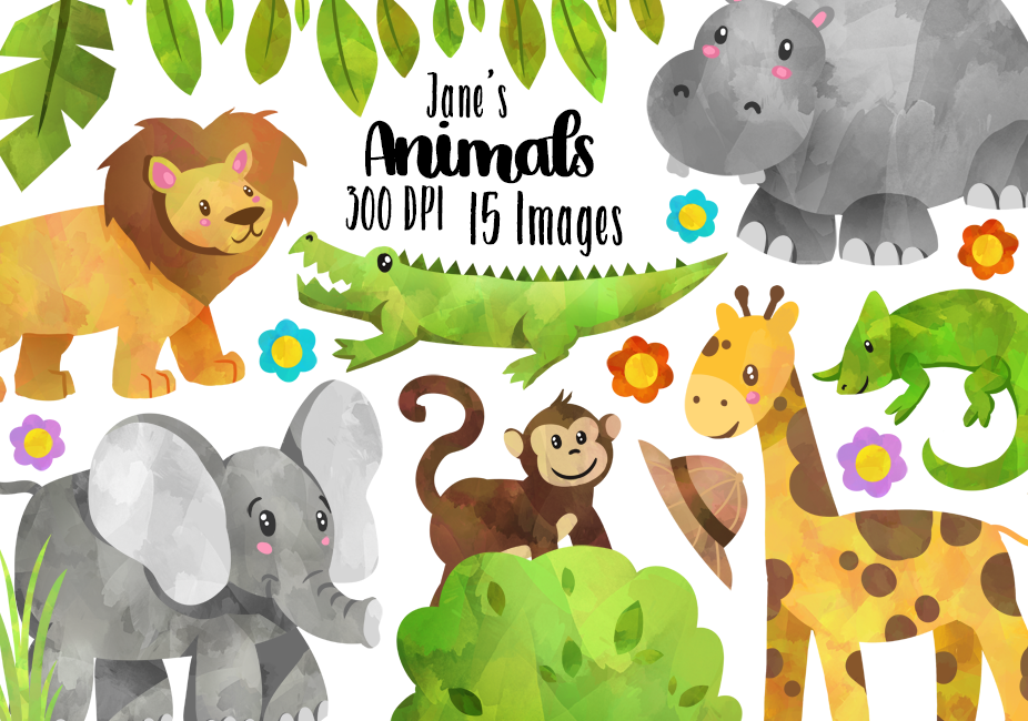 Safari Animals Clipart, an Animal Illustration by DigitalArtsi ...