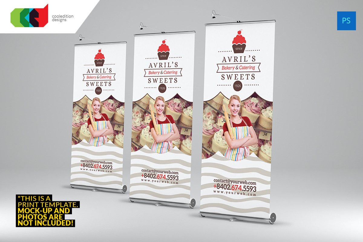 Bakery - Roll-Up Banner 1 + Logo, a Flyer Template by Cooledition