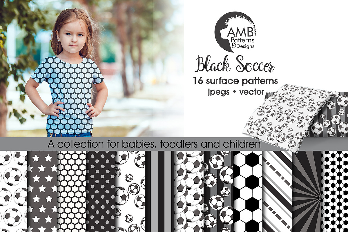 Soccer Black Papers, AMB-1964, a Pattern Graphic by AMBillustrations