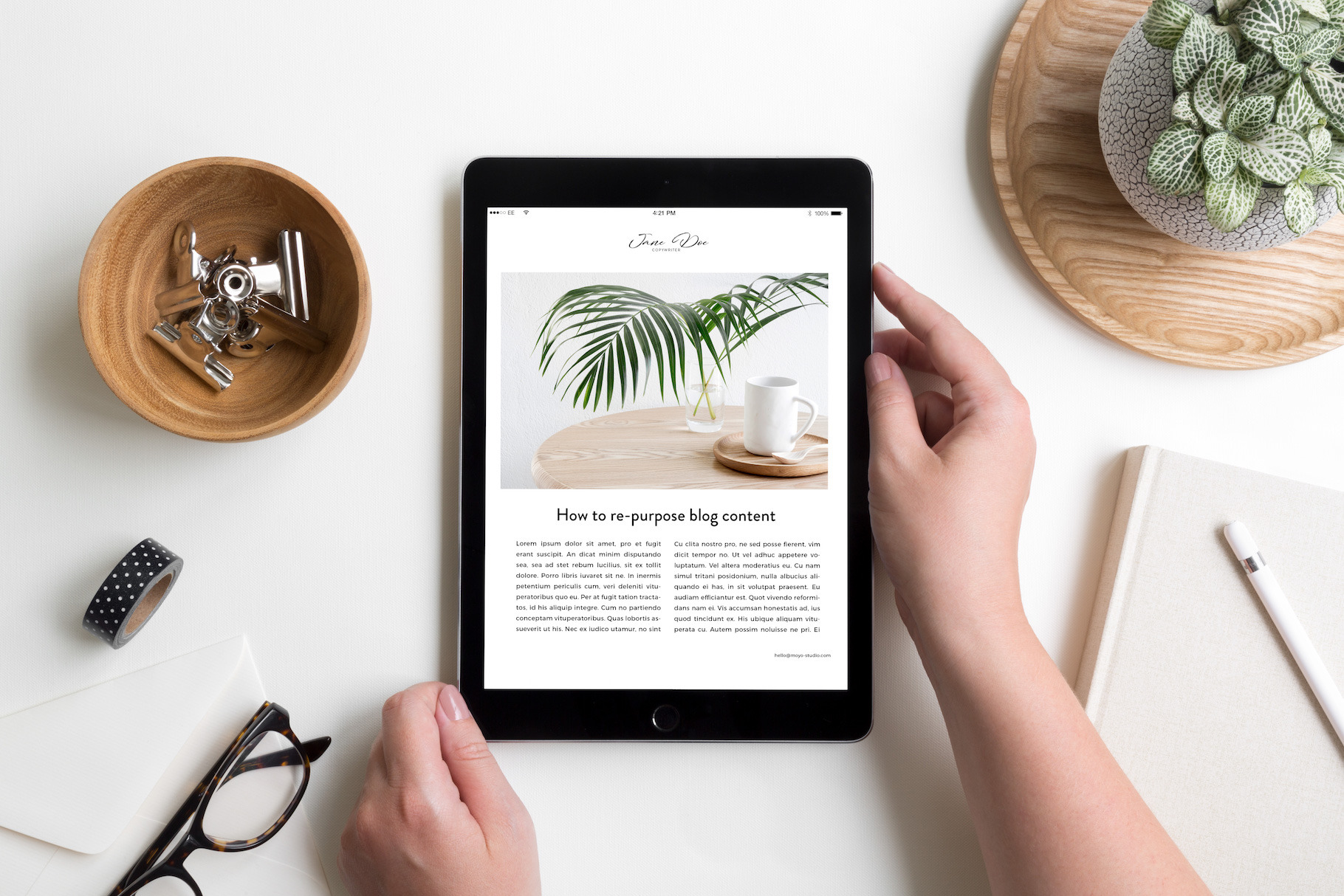 iPad Lifestyle Flat Lay Photo Mockup, an iPad Mockup by Moyo Studio