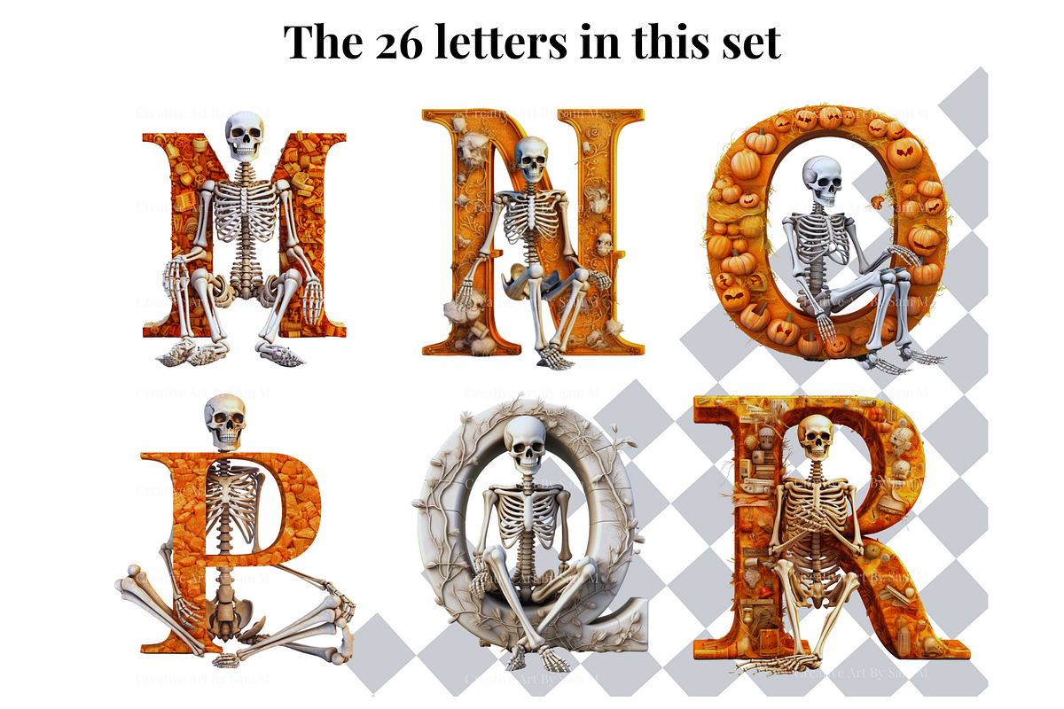 Halloween Skeleton Alphabet Letters, a Decorative Illustration by ...