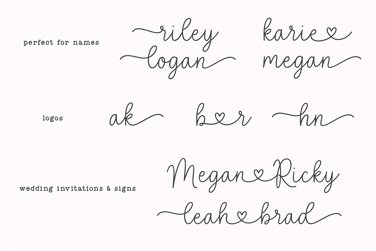 Love Ever | Heart Connector Font, a Script Font by KA Designs | as ever font, connector font ...