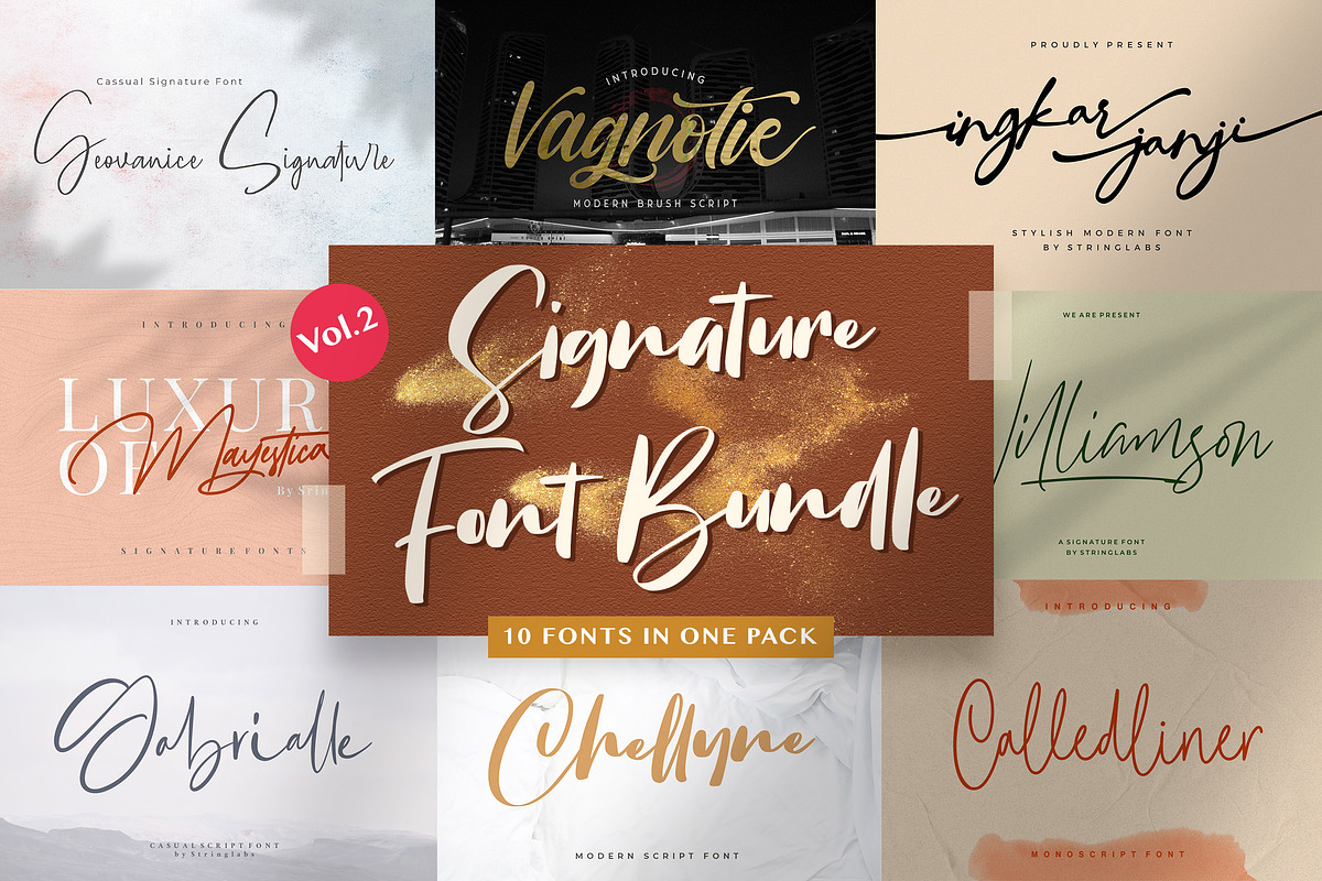 Signature Font Bundle Vol 2, a Script Font by StringLabs