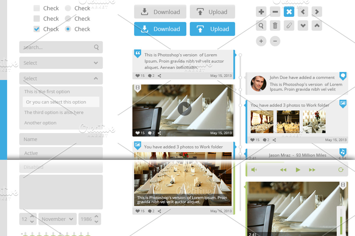 Flush UI - flat user interface, a Templates & Theme by Picseel