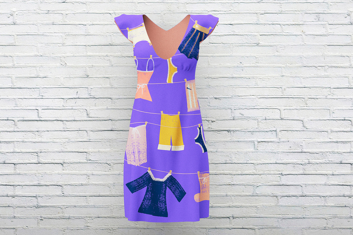 Hanging clothes. Print and patterns., a Pattern Graphic by Feralchildrenlab