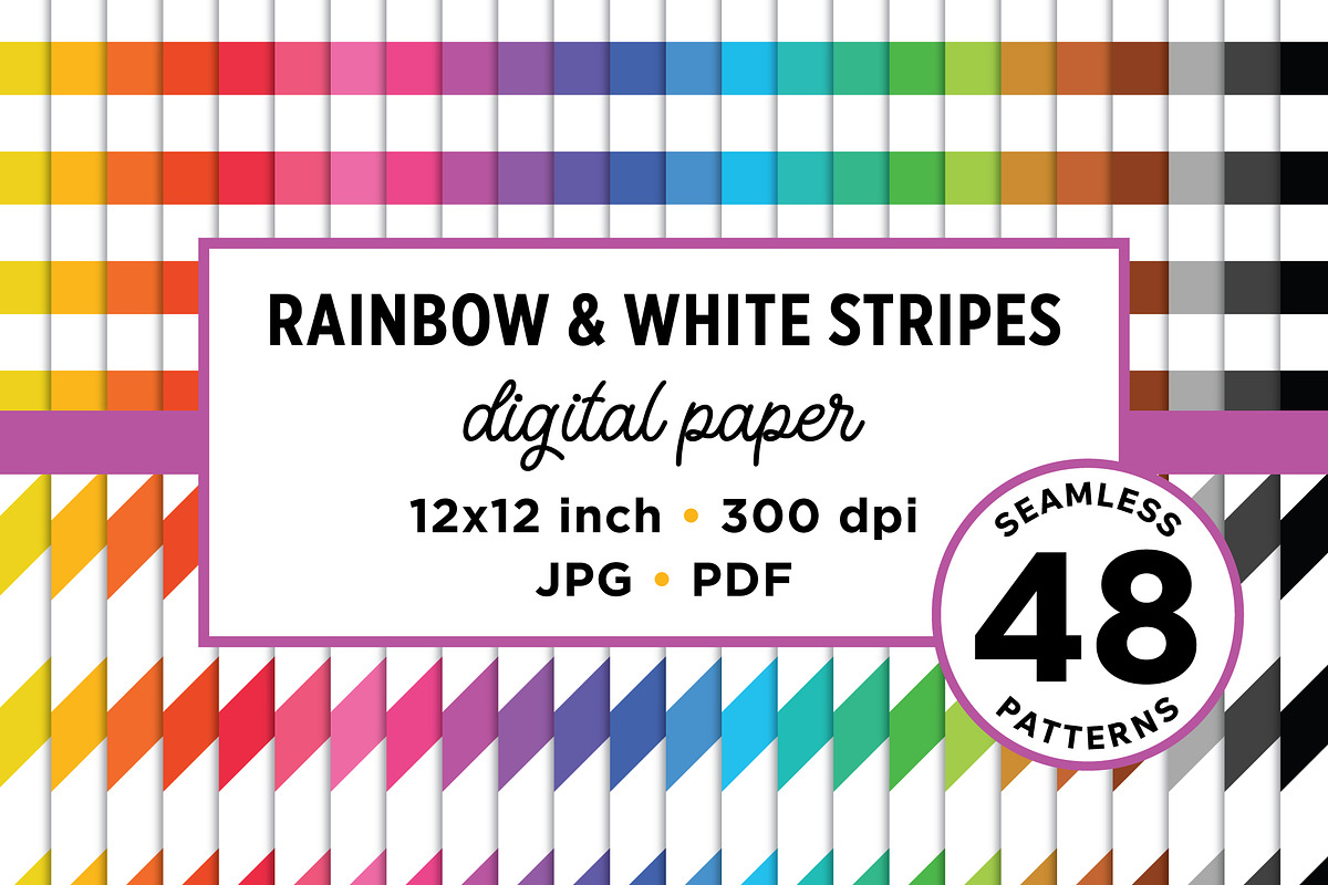 Rainbow Seamless Stripes Patterns, a Pattern Graphic by Running With Foxes