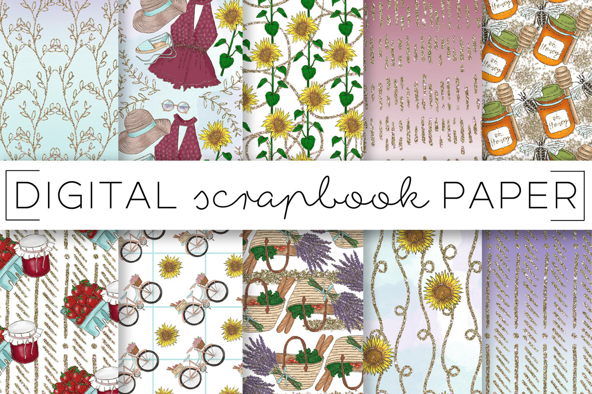 Purple Blue Glitter Digital Papers, a Pattern Graphic by TWG Designs