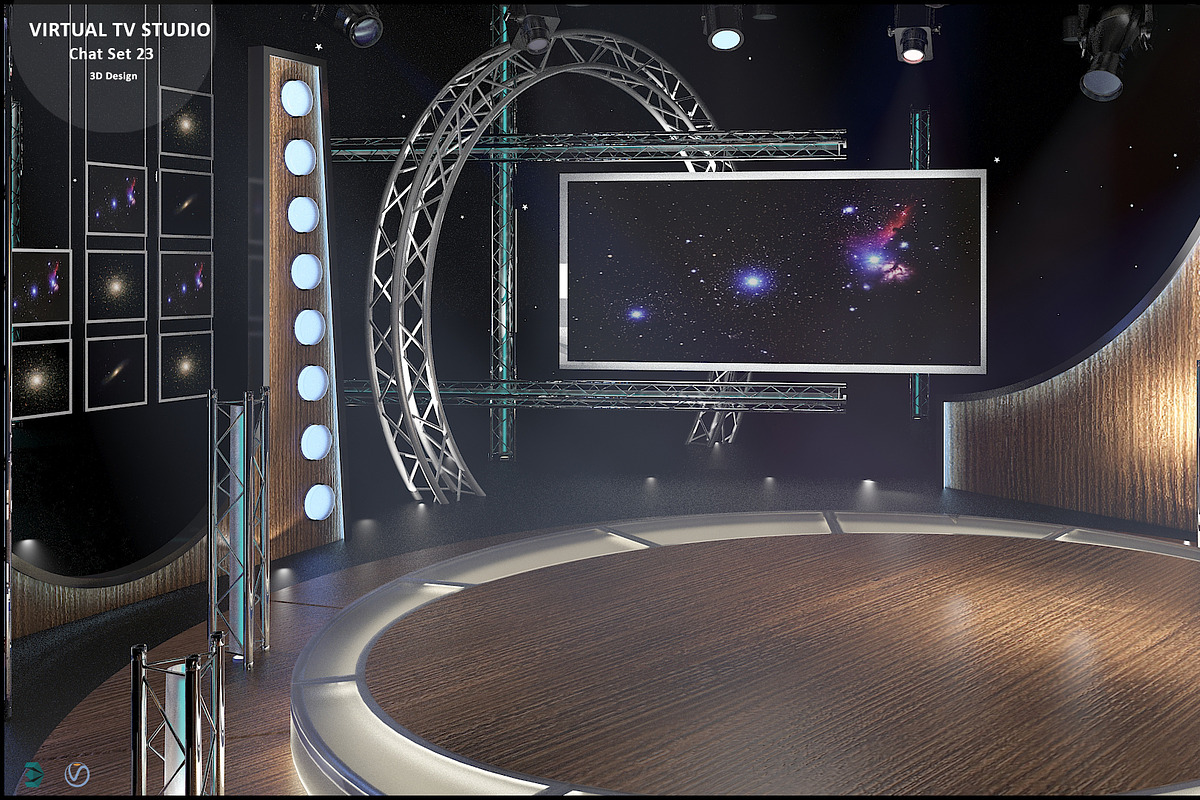 Virtual TV Studio Chat Set 23, a Scene 3D Model by akerStudio