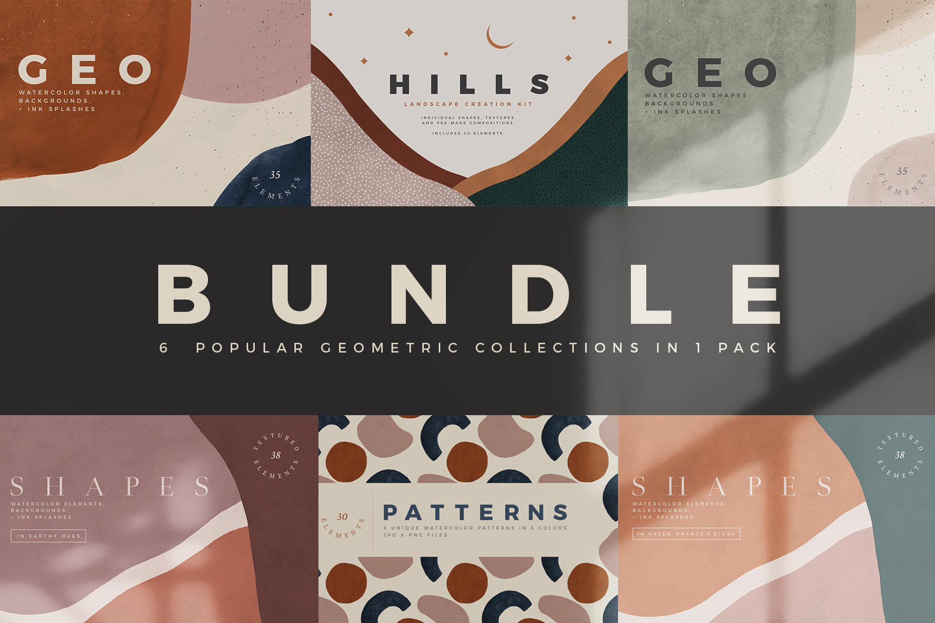 Abstract Watercolor Shapes Bundle Pack