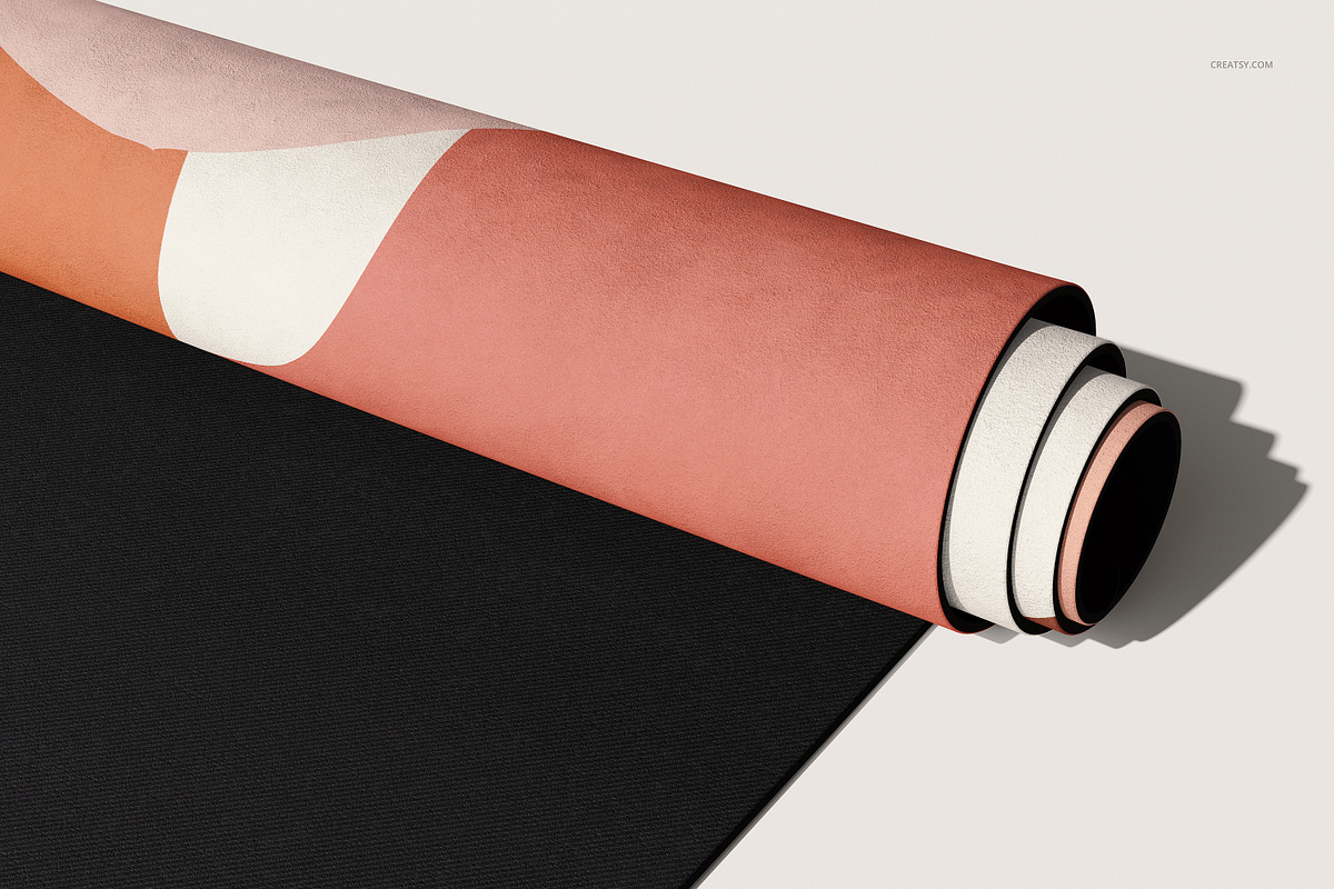 Microfiber Suede Yoga Mat Mockup Set, a Merchandise Mockup by creatsy5