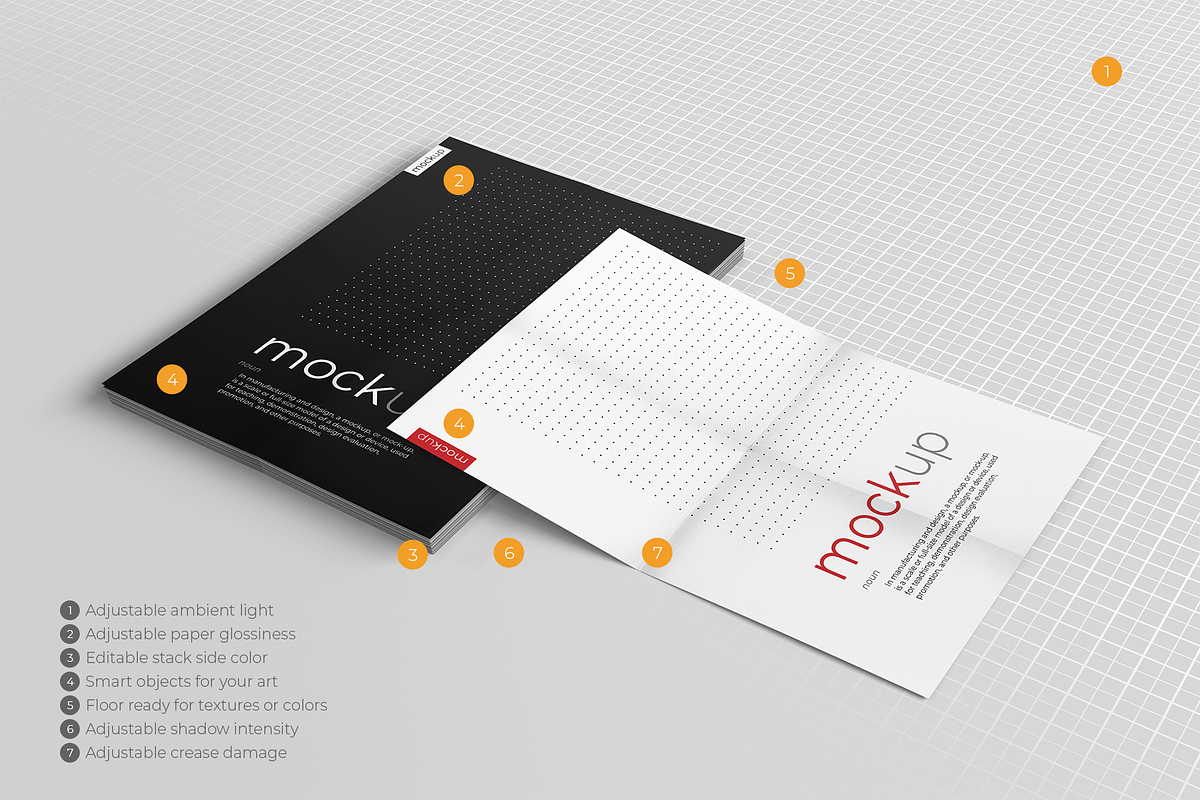 Creased Paper Mockup, a Print Template by KIPET