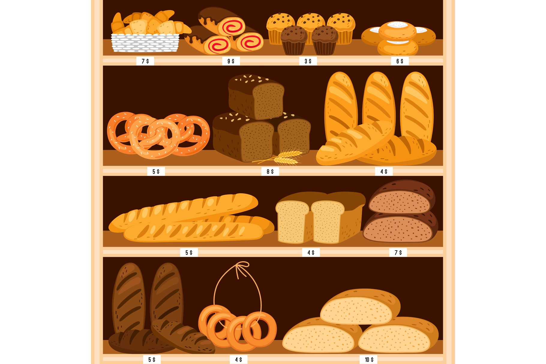 Grocery breads shelves. Bread and, a Food Illustration by Stock-Smart-Start