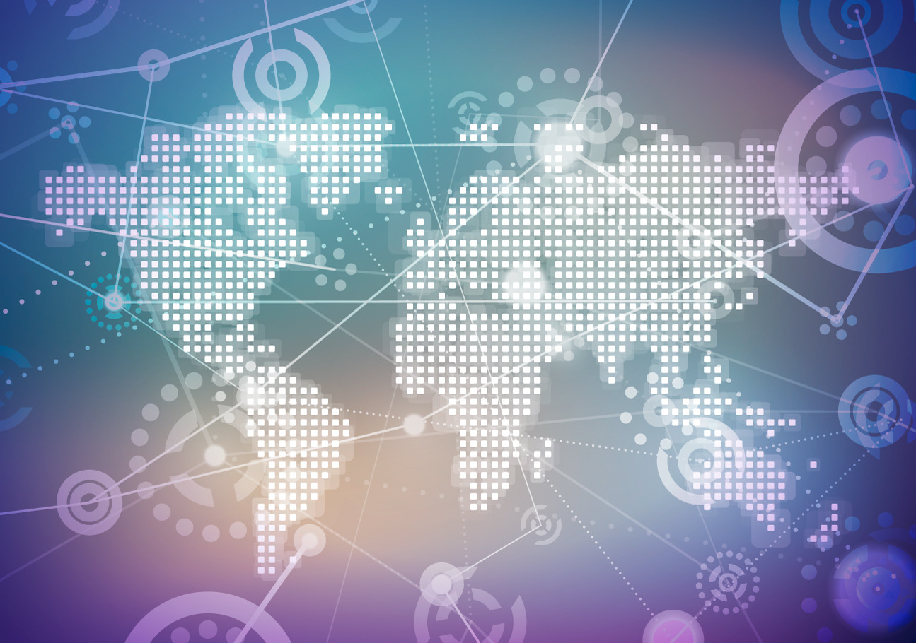 World map with hi-tech signs | Technology Illustrations ~ Creative Market