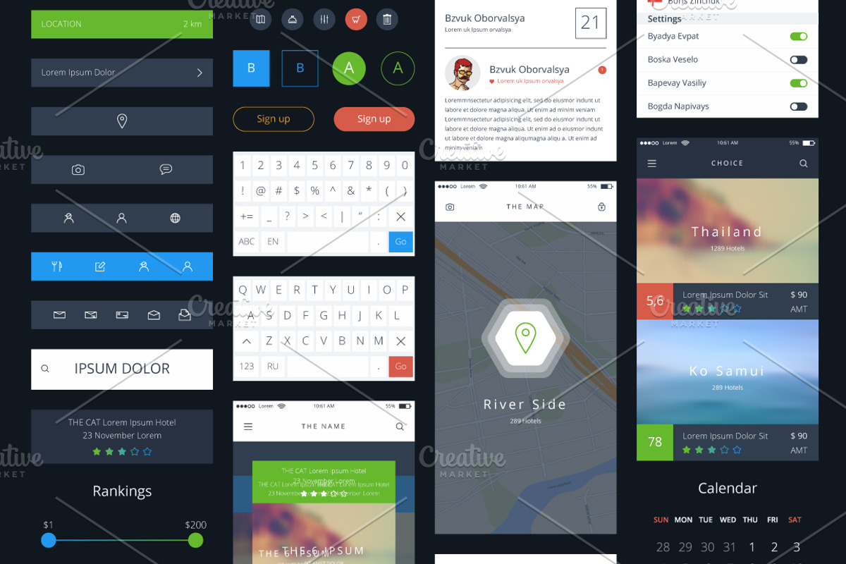 Vector Phone GUI Template, a Work Illustration by fet