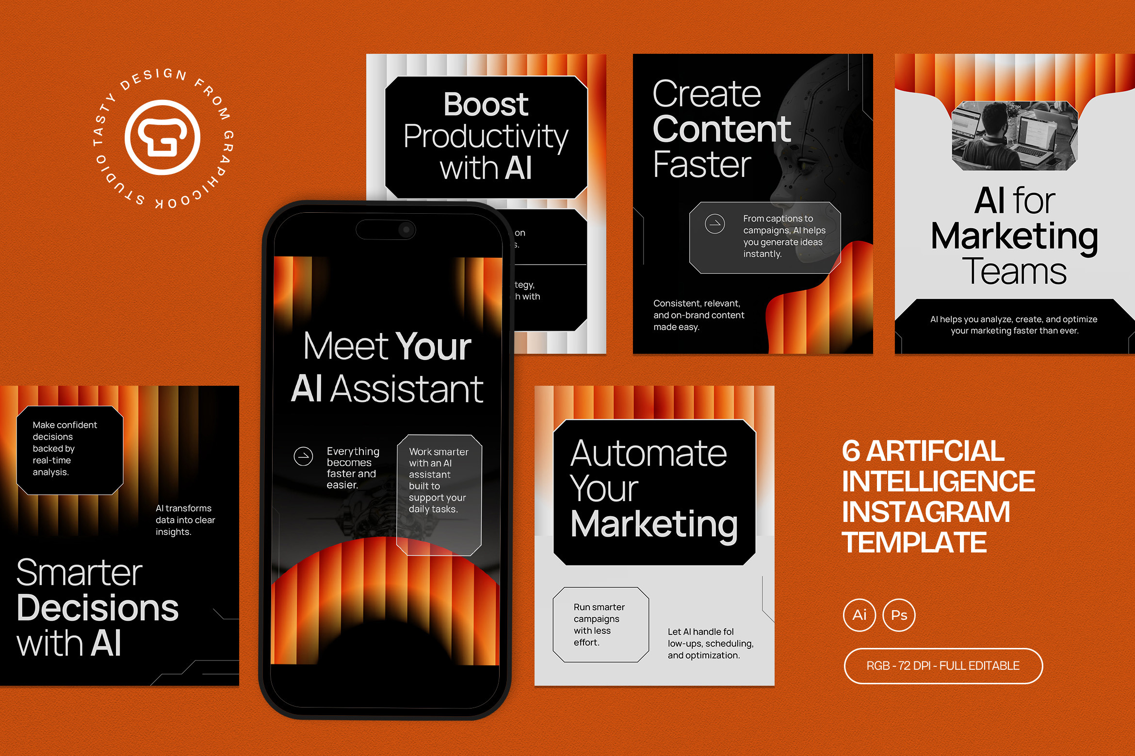 AI Assistant Instagram Template, a Social Media Template by graphicook