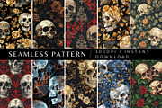 10 Eerie Gothic Skull Patterns, a Pattern Graphic by Inknfolly ...