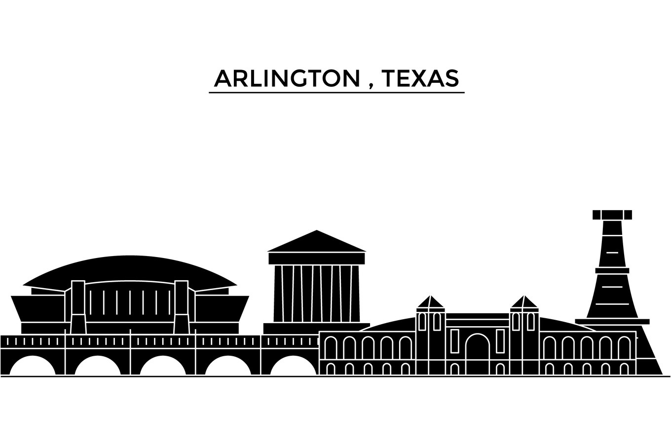 Usa, Arlington , Texas architecture vector city skyline, travel ...