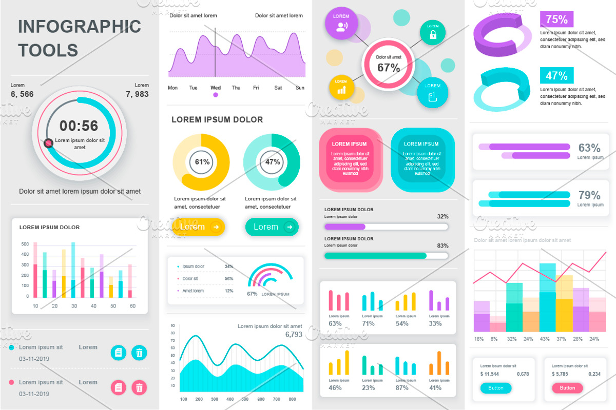 Infographics UI, UX, KIT Elements, a Presentation Template by alexdndz