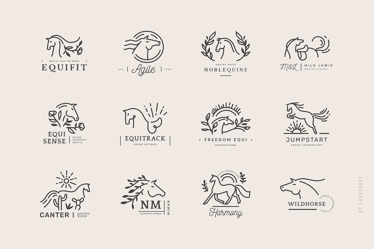 24 EQUINE LOGOS | fully editable, a Branding & Logo Template by Favete ...