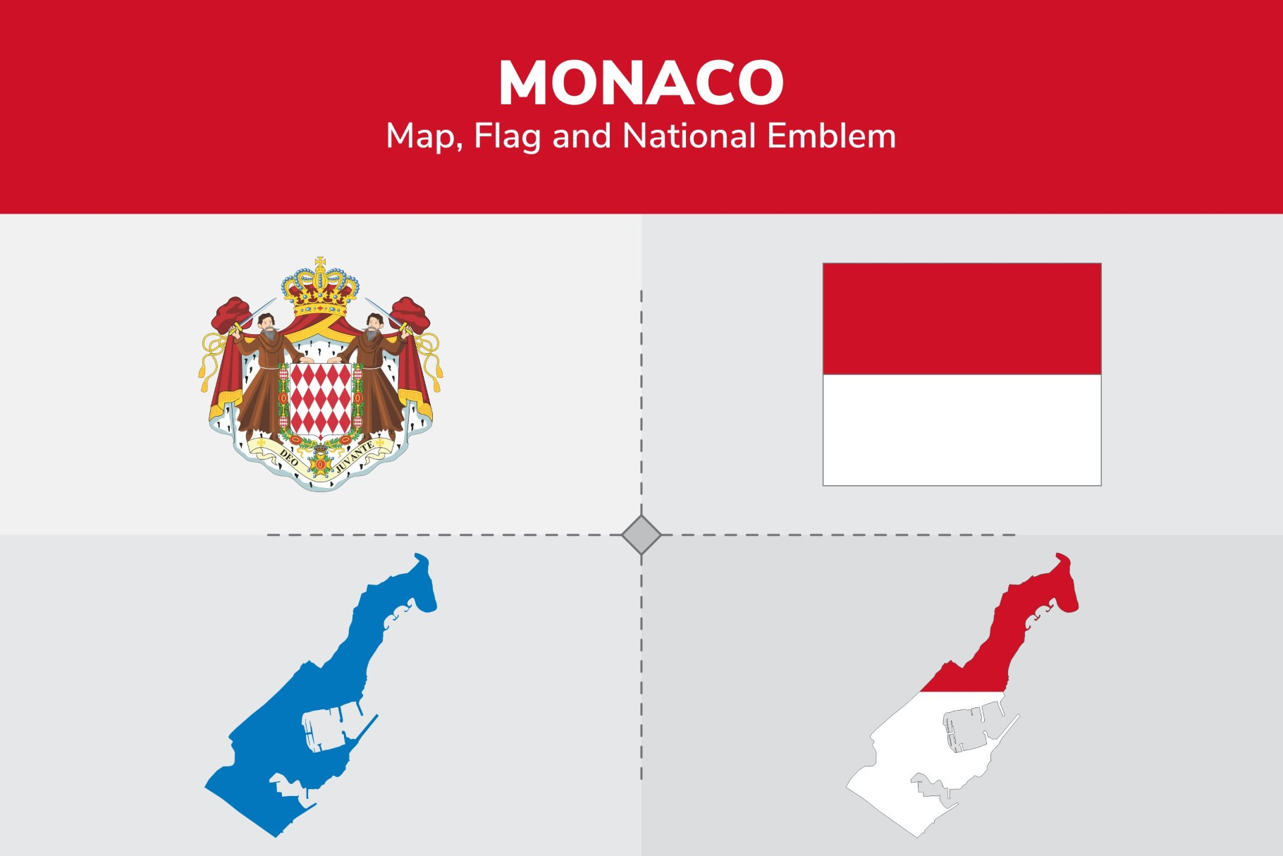 Monaco Map, Flag & National Emblem | Object Illustrations ~ Creative Market
