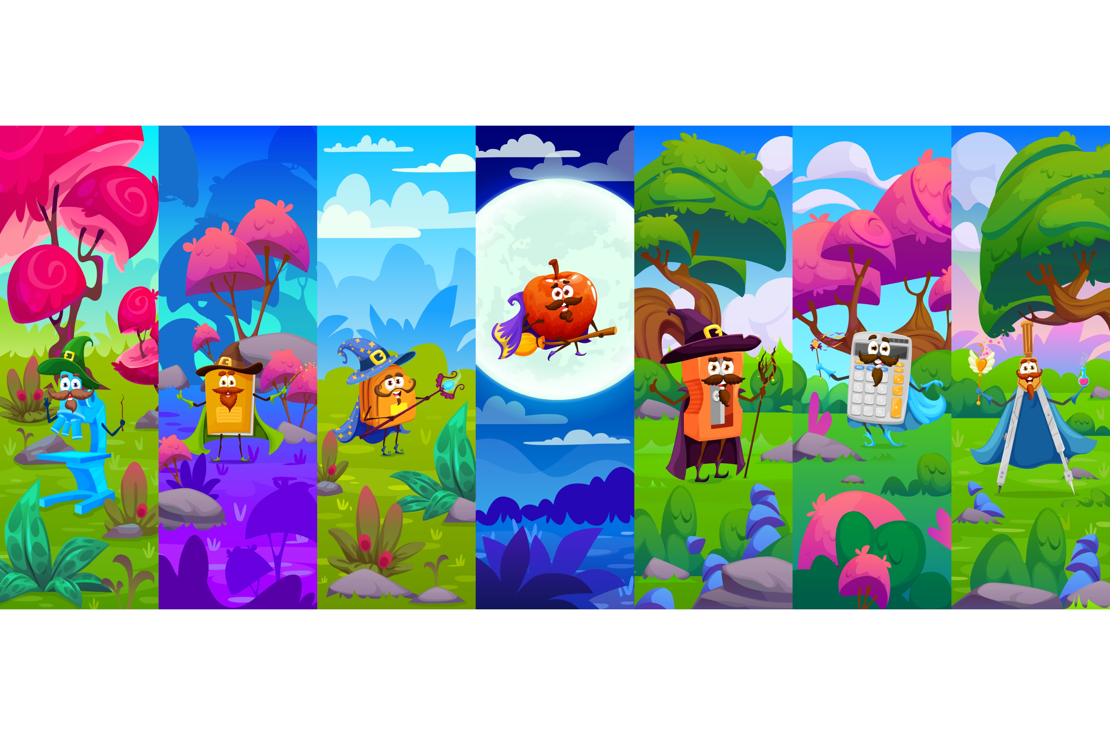 Cartoon school education mages, an Education Illustration by Vector ...