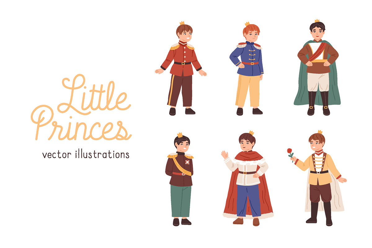 Cute little Princes set, a Decorative Illustration by Good Studio ...
