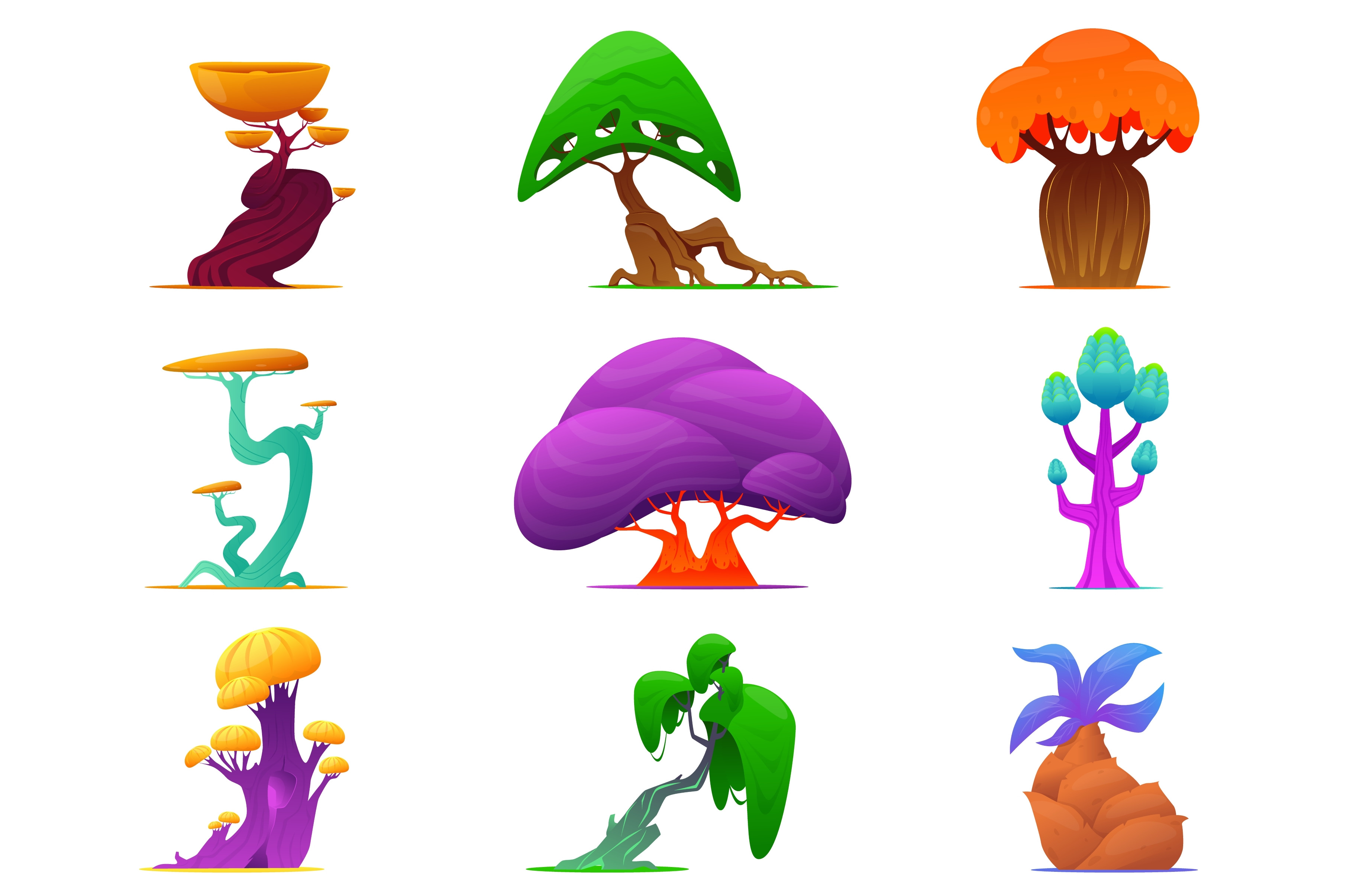 Fantastic plants. Magic trees fancy, an Object Illustration by Vectorbuum