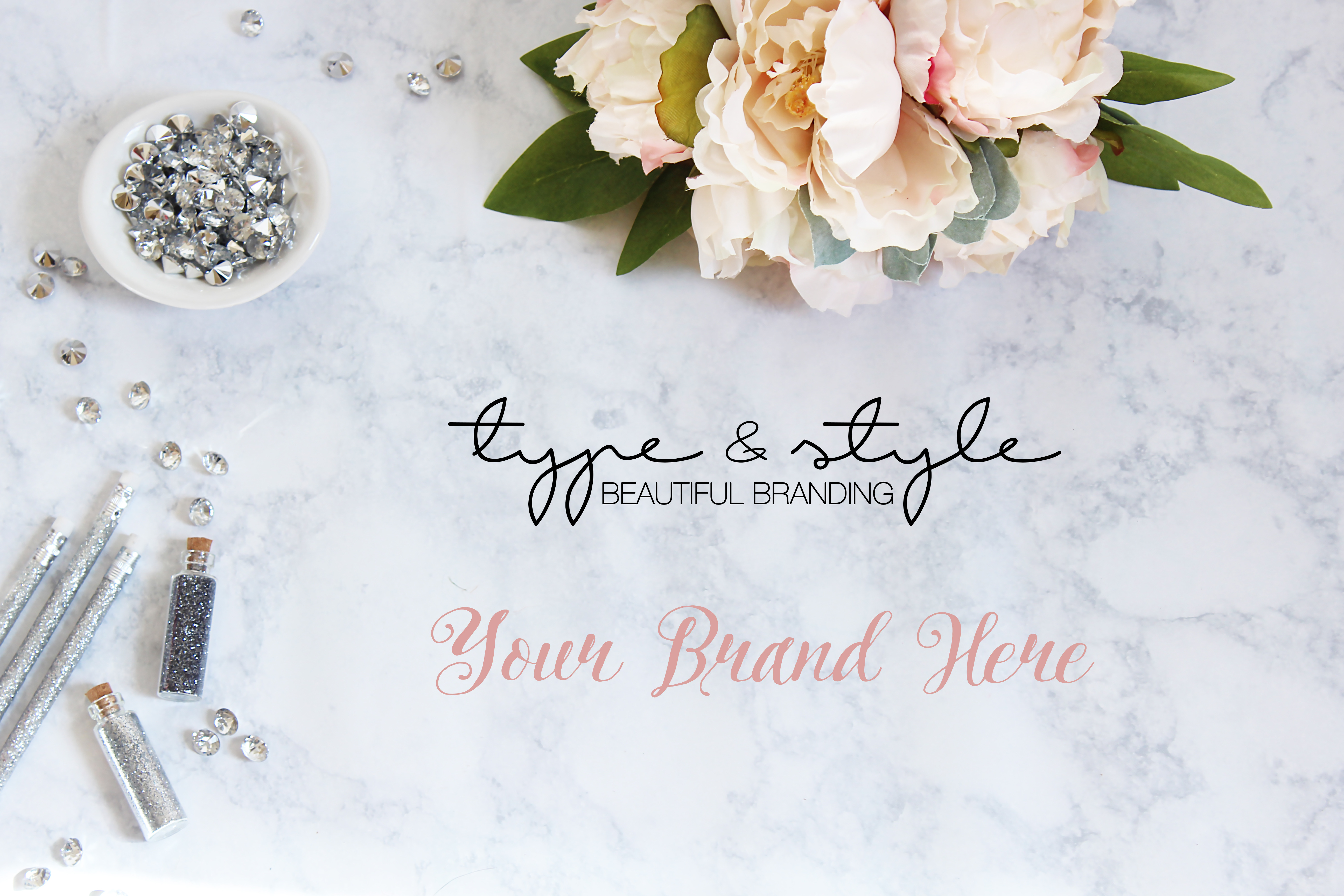 Desktop Stock Photo | Pink Flowers, a Product Mockup by Type & Style ...