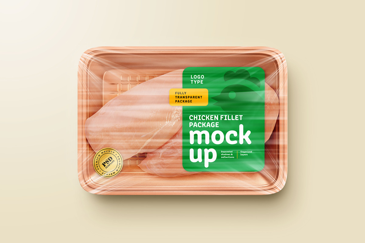 Raw Chicken Package Mockup Set, a Cups & Container Mockup by Deeplab