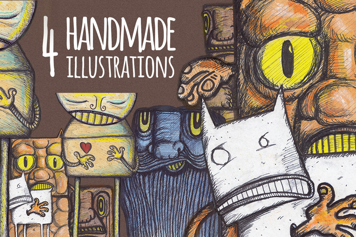 4 Handmade Illustrations, an Illustration by DesignSomething