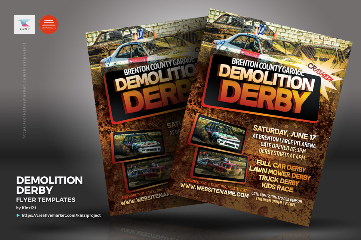 Demolition Derby Flyer Templates, a Flyer Template by kinzi21
