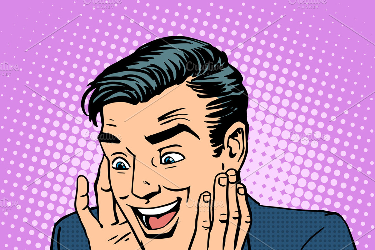 man reaction joy emotions, an Illustration by studiostoks