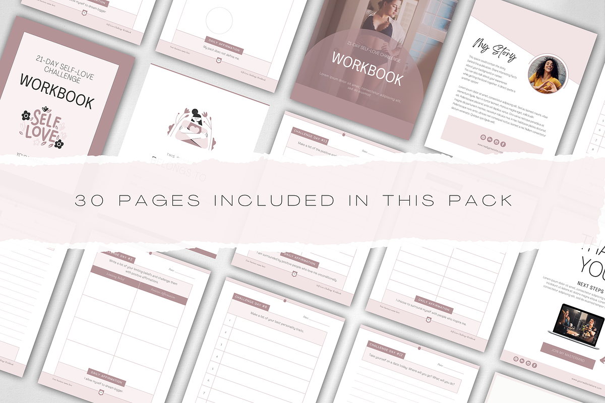 Self-Love Challenge Workbook | Canva, a Magazine Template by Designs by ...