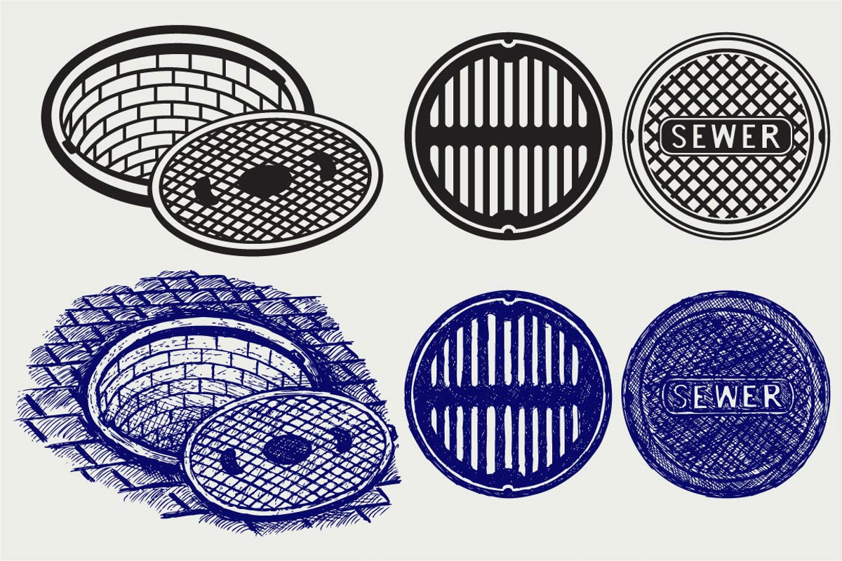 Opened street manhole SVG, an Outline Icon by LineworkStock