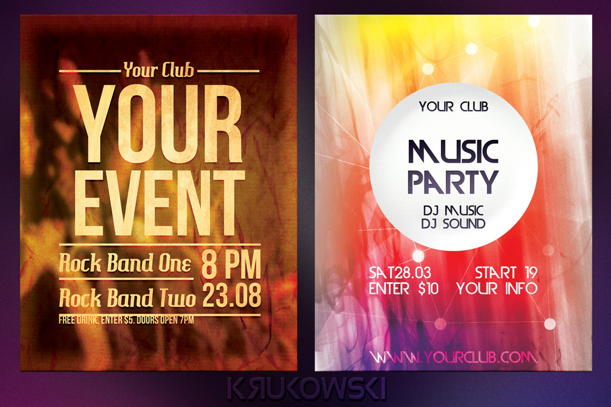 Simple Event Flyers Bundle, a Flyer Template by Krukowski Graphics
