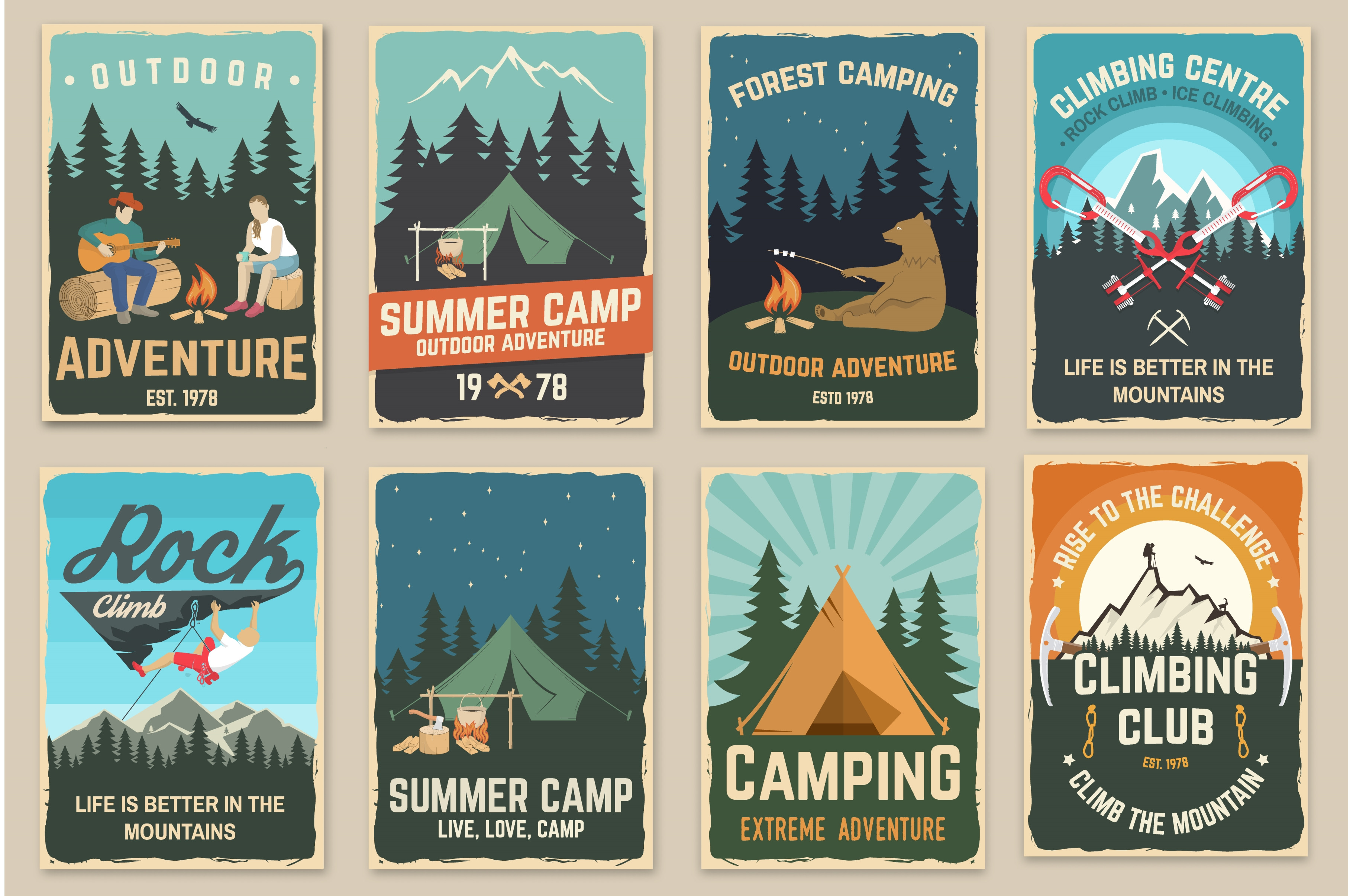 Camping retro posters
