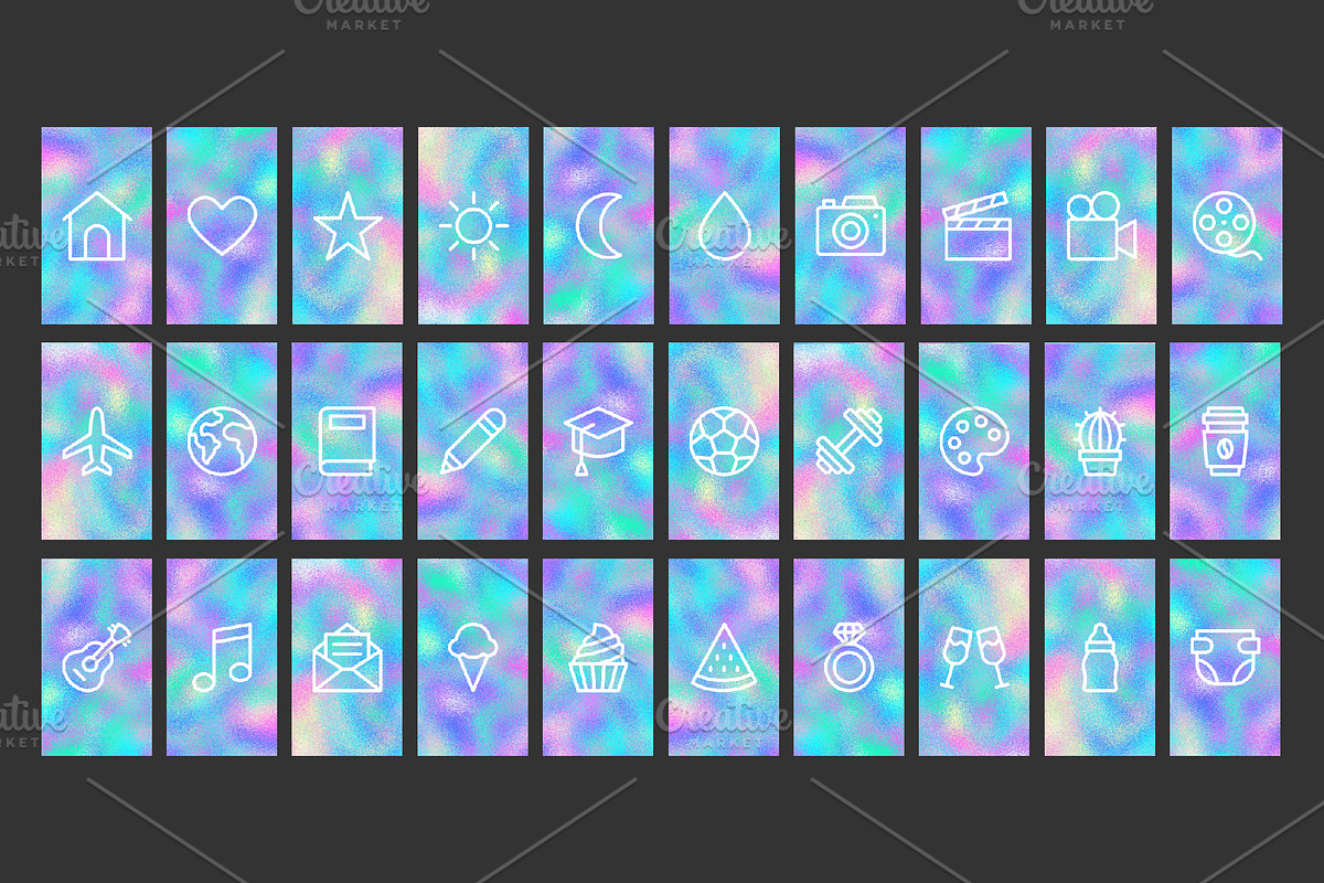 60 Holographic Instagram Covers, a Social Media Template by Abstracto ...