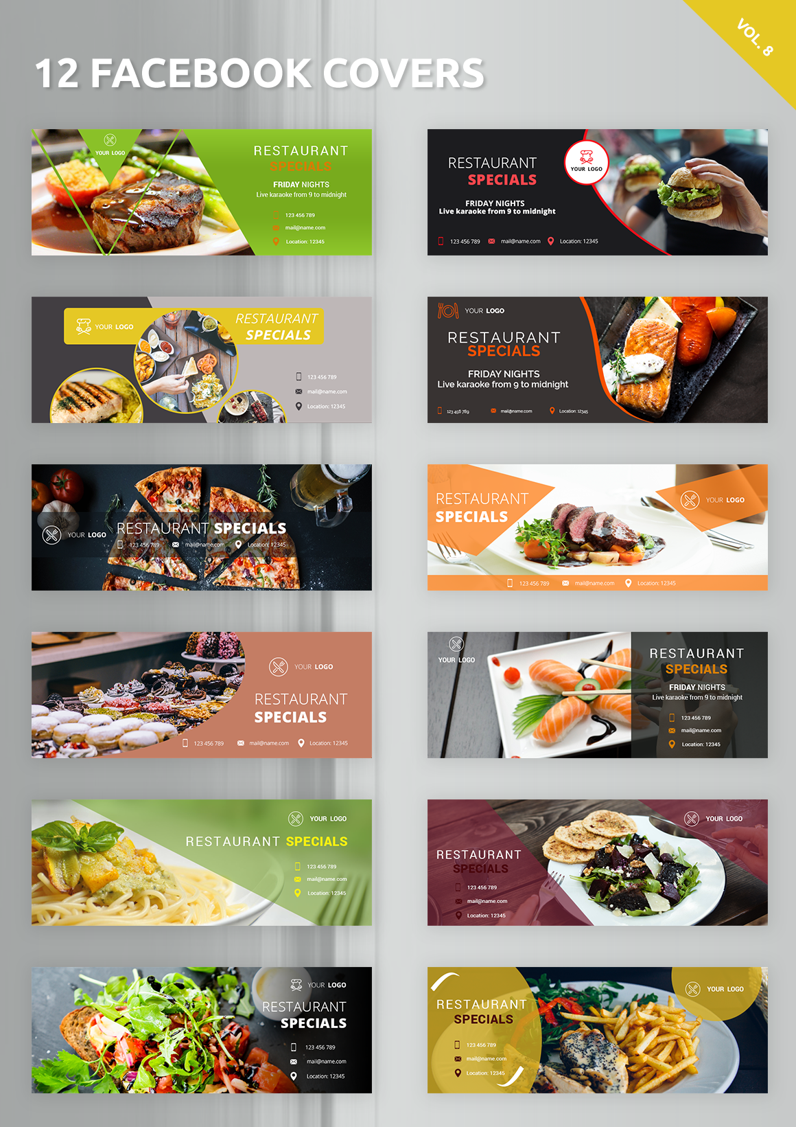 12 Facebook Covers, a Social Media Template by Creatricks