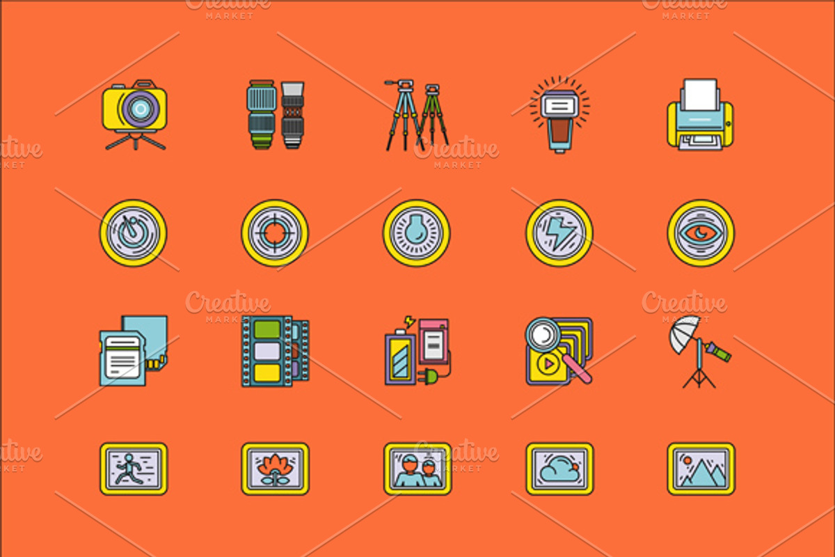 Elements of Photo Processing Equipme, an Outline Icon by robuart