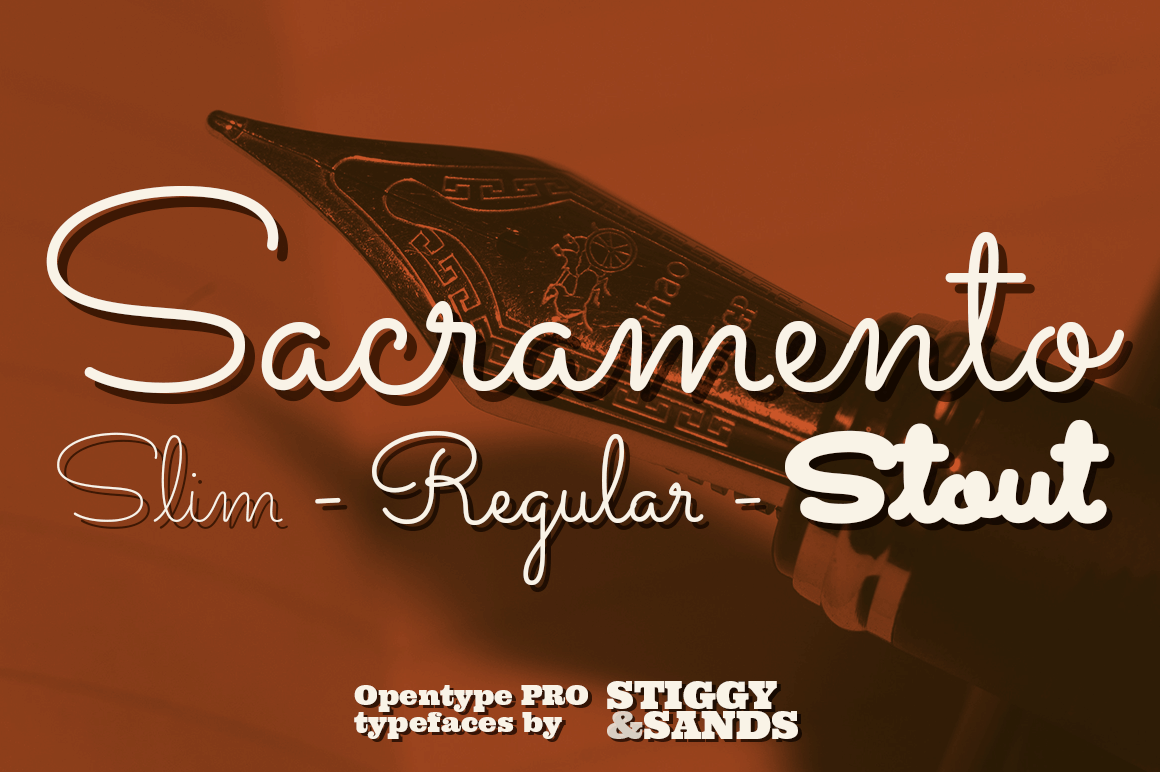 Sacramento Pro Family, a Script Font by Stiggy & Sands