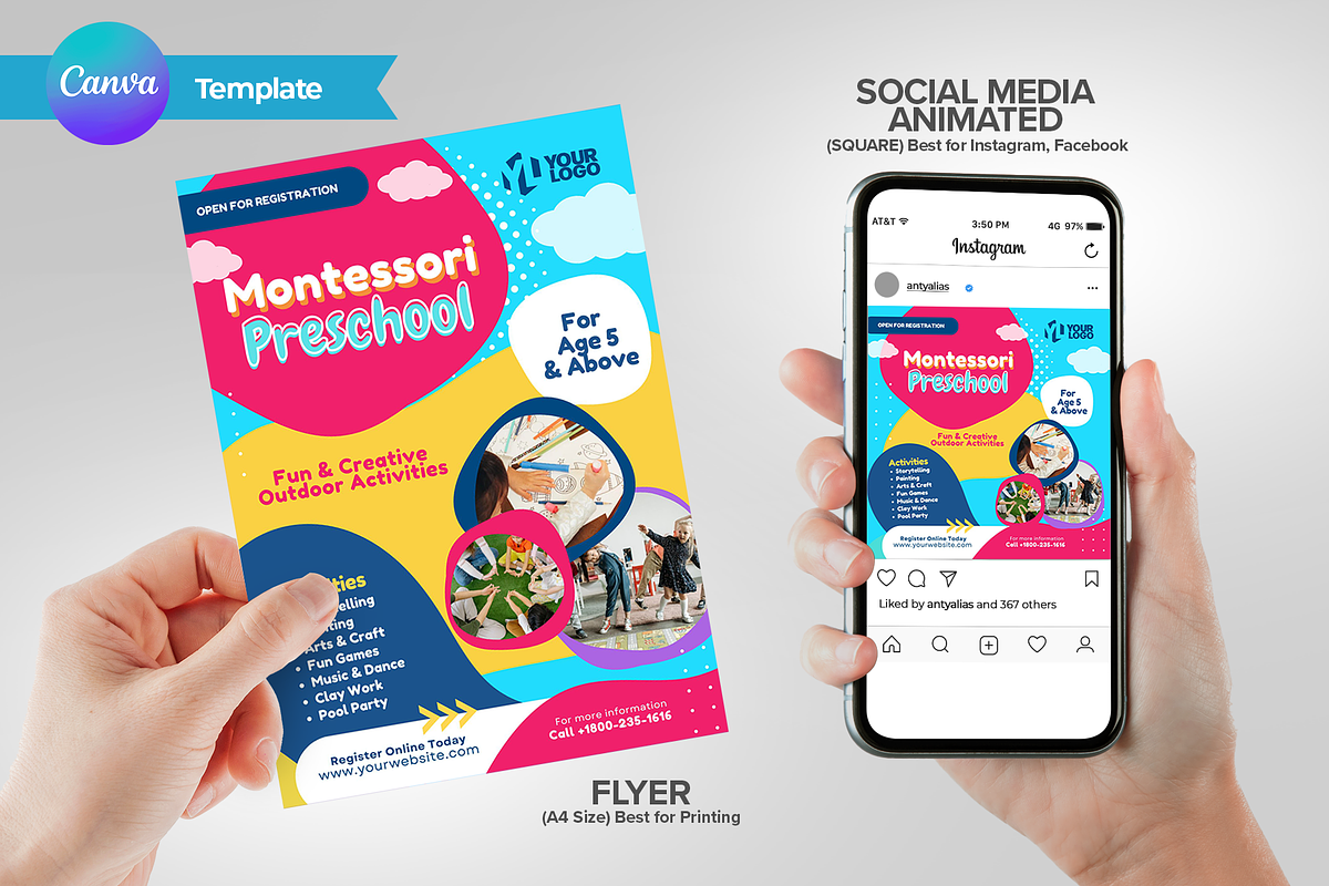 Montessori Preschool Promo Admission, a Flyer Template by antyalias store