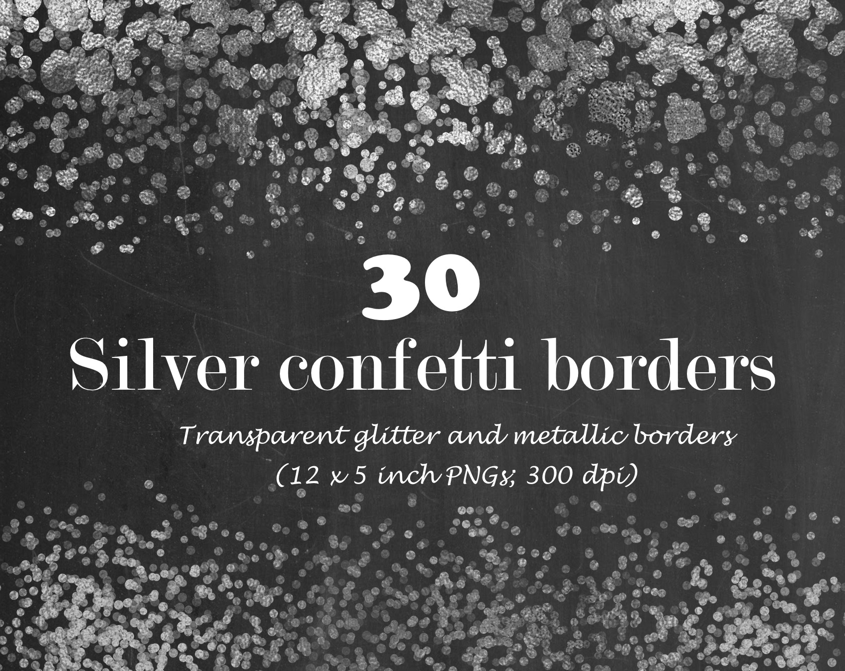 Silver confetti border overlay, a Pattern Graphic by Paper Farms
