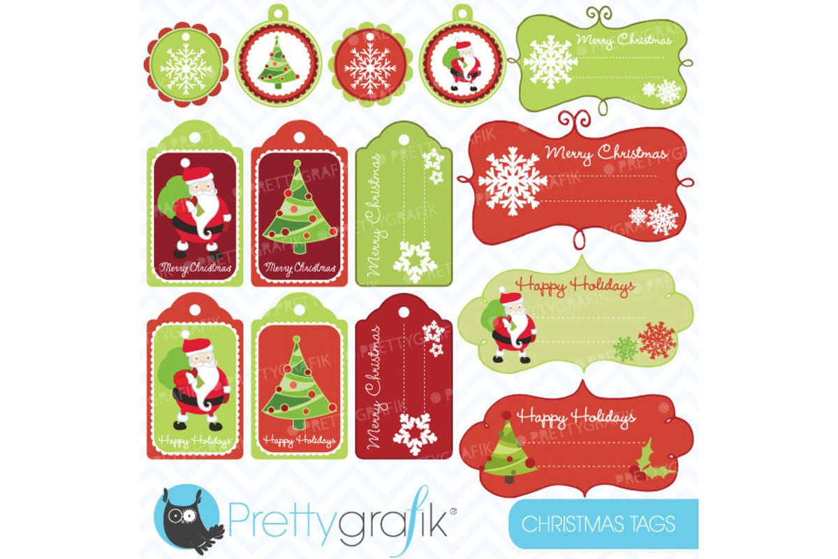 christmas tags label frames clipart, an Illustration by PrettyBundles