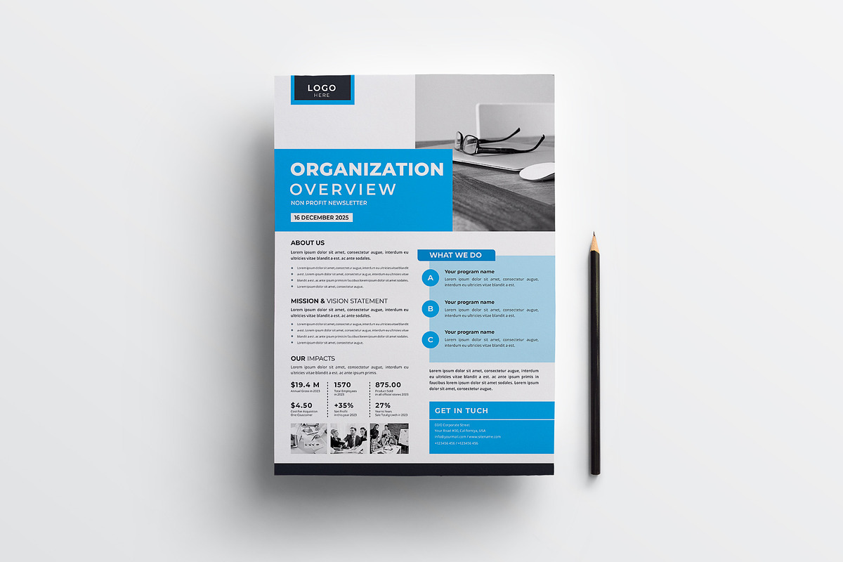 Nonprofit Organization Fact Sheet, a Flyer Template by obayes