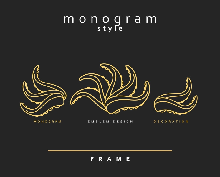 Elegant octopus monogram, an Object Graphic by Vectorist