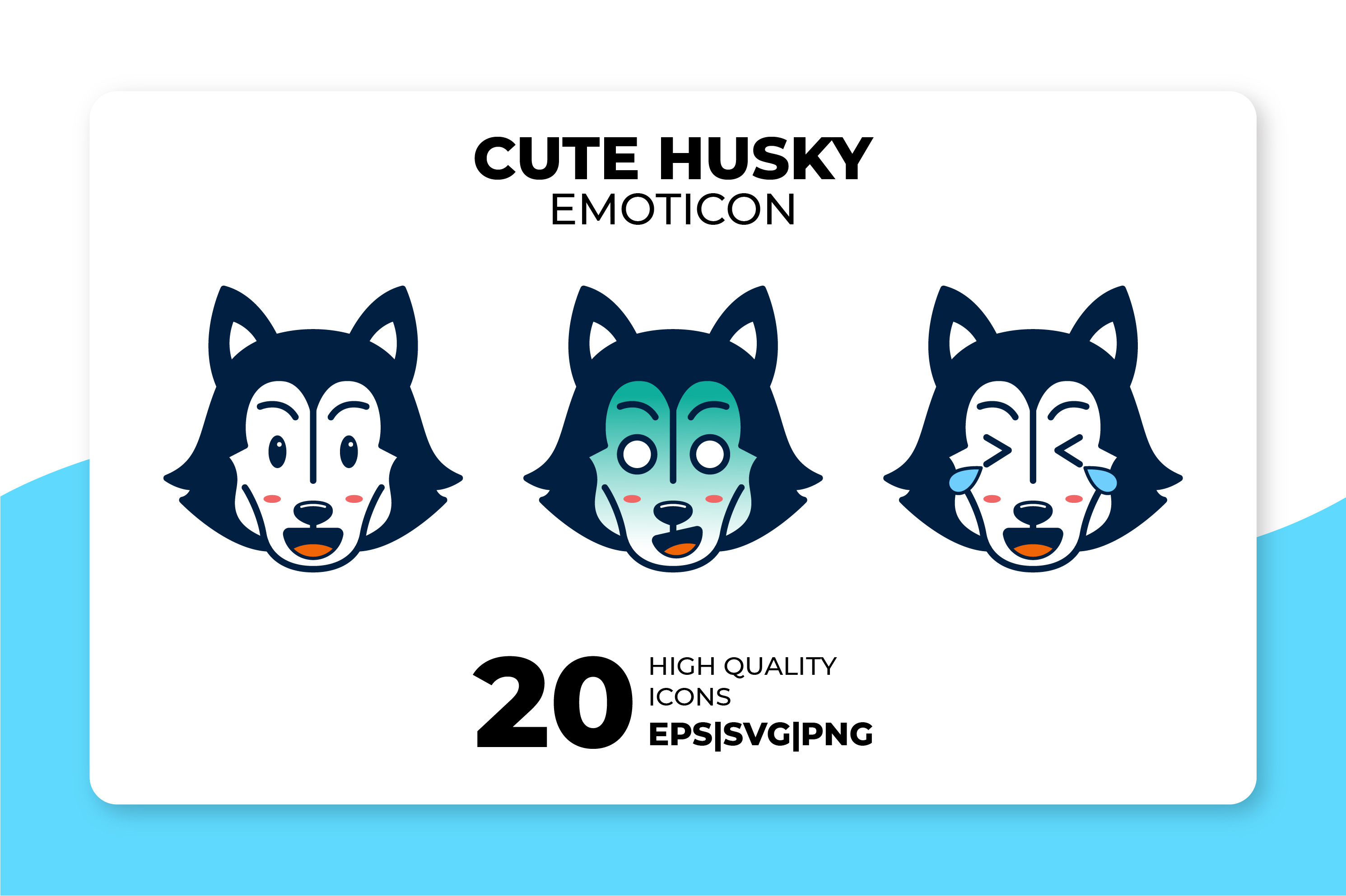 Cute Husky Emoticon, an Emoji Icon by yellowline