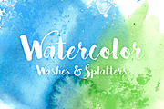 20 Watercolor Splatters & Washes, a Pattern Graphic by WeGraphics